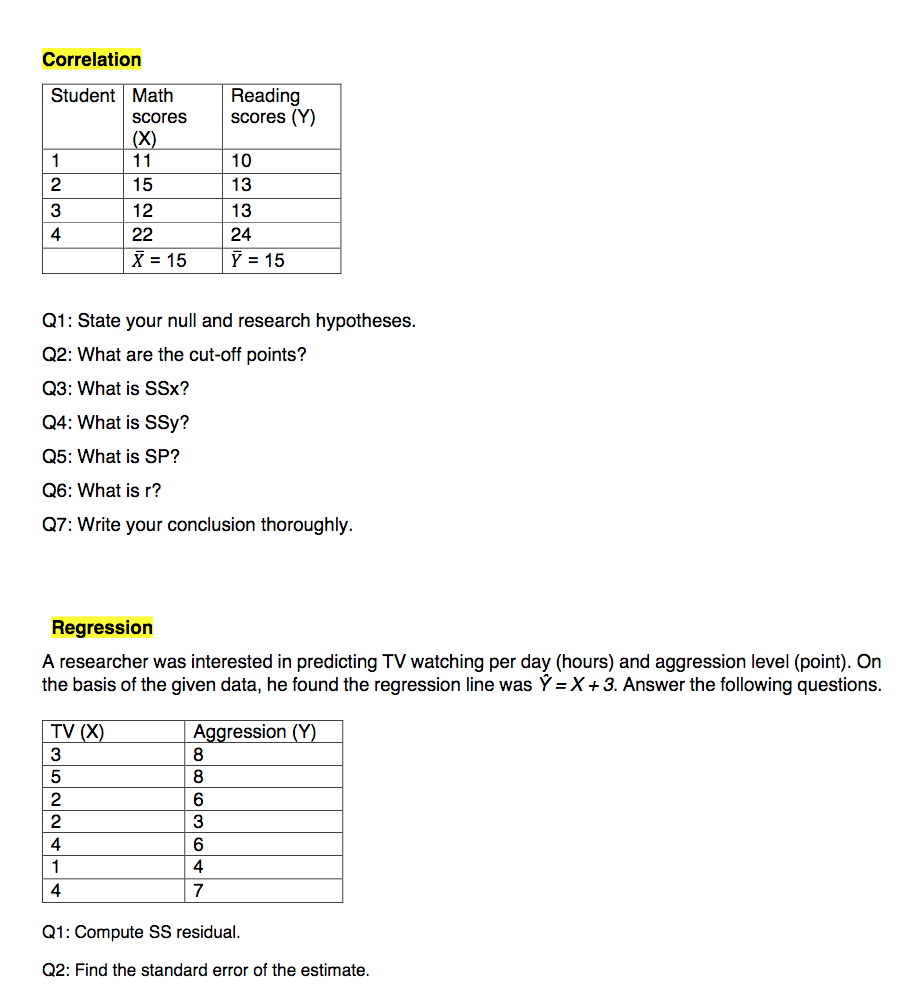 Solved Show all work Use a two-tailed test and α = .05. for | Chegg.com