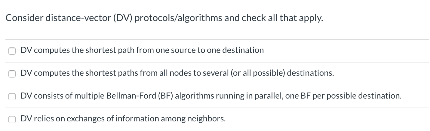 Solved Consider distance-vector (DV) protocols/algorithms | Chegg.com