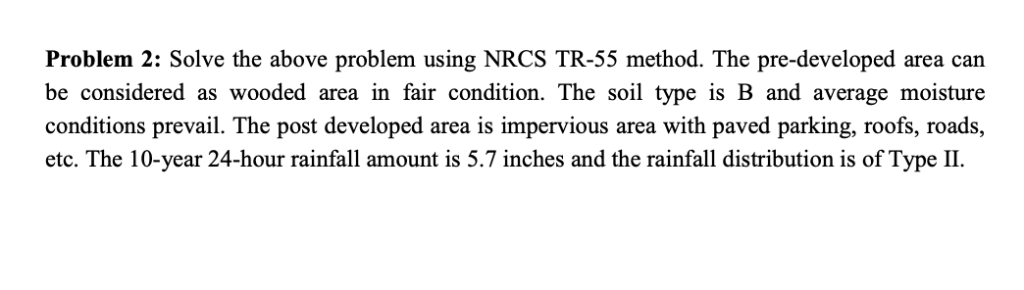 Solved Problem 2: Solve the above problem using NRCS TR-55 | Chegg.com