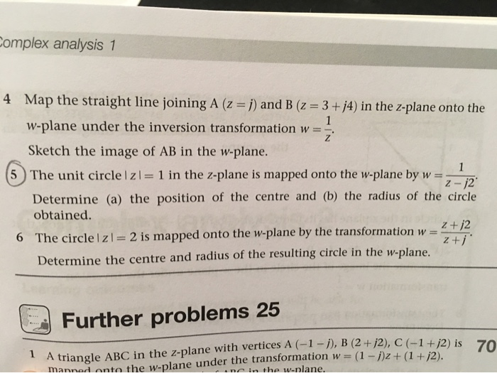 Solved Complex analysis 1 4 Map the straight line joining A | Chegg.com