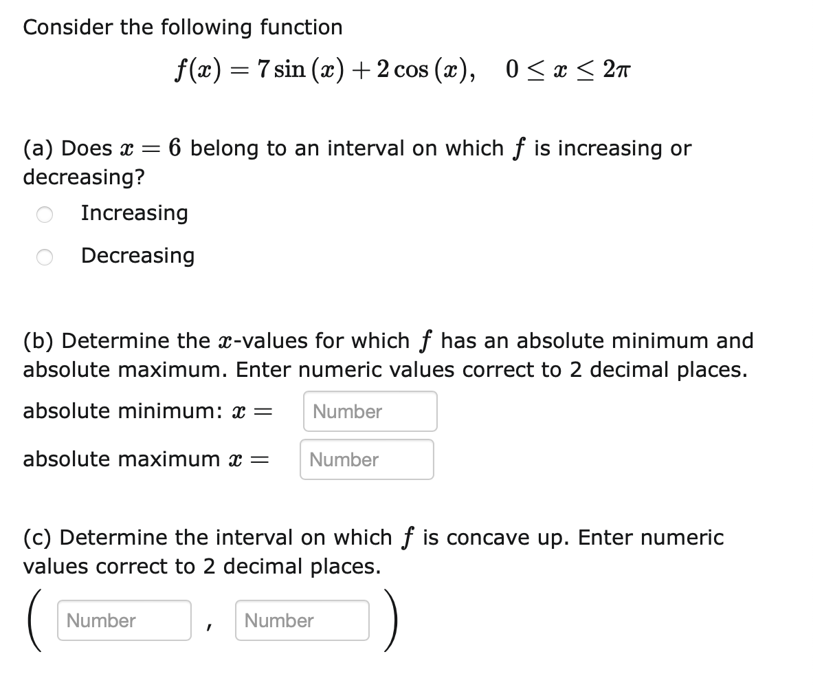 Solved Consider The Following Function