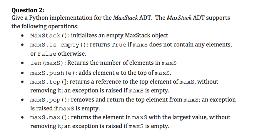 Solved Question 2 Give A Python Implementation For The Chegg
