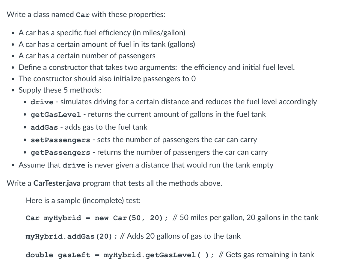 Solved Write a class named Car with these properties: - A | Chegg.com