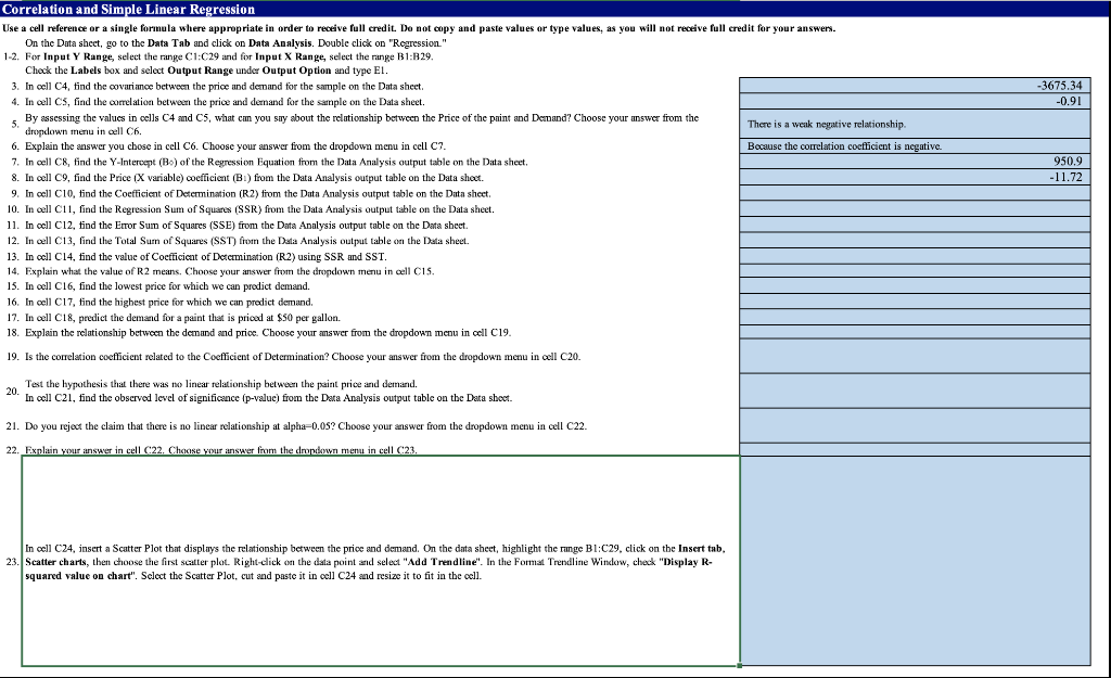 Correlation and Simple Linear Regression Project | Chegg.com
