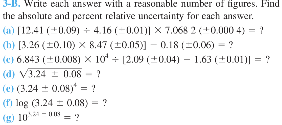 Solved 3-B. Write each answer with a reasonable number of | Chegg.com