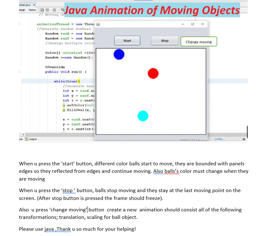 Solved sation Java X het Java Animation of Moving Objects 77 | Chegg.com