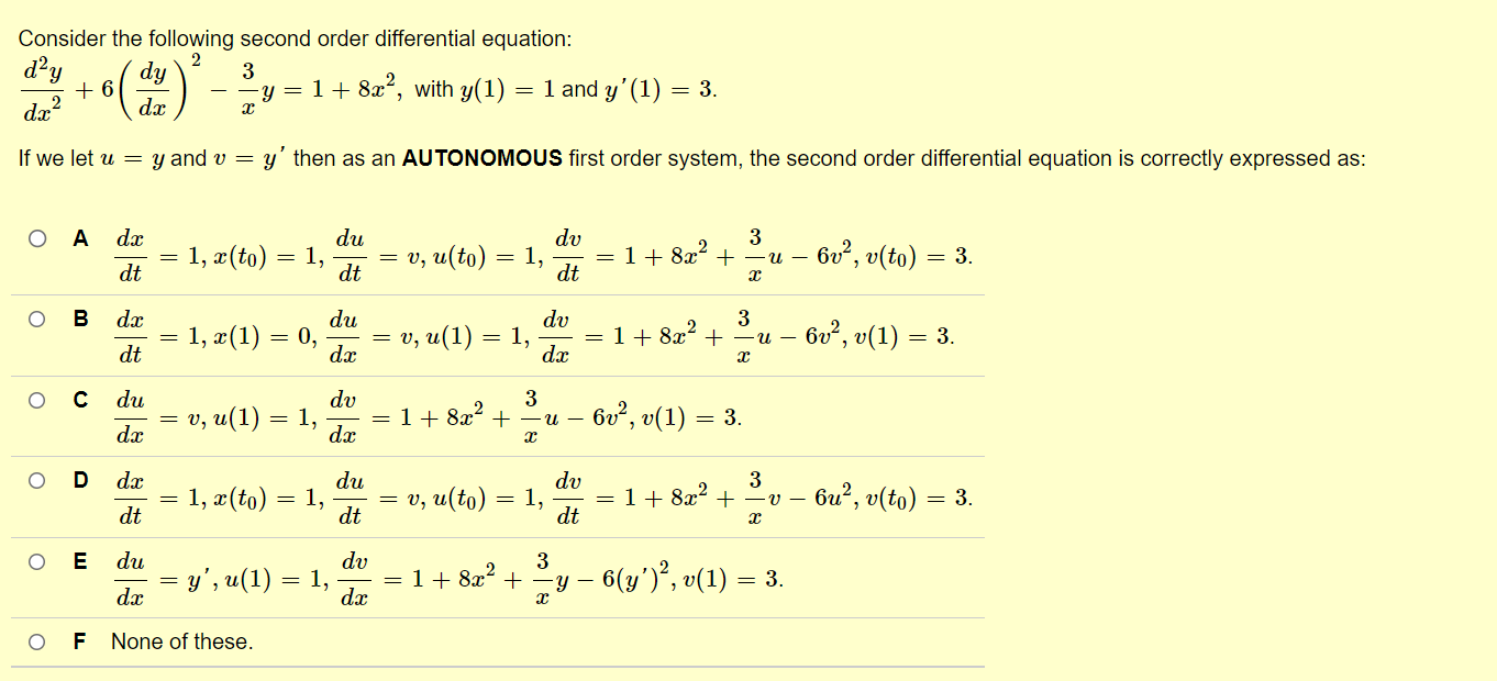 Solved Consider the following second order differential | Chegg.com