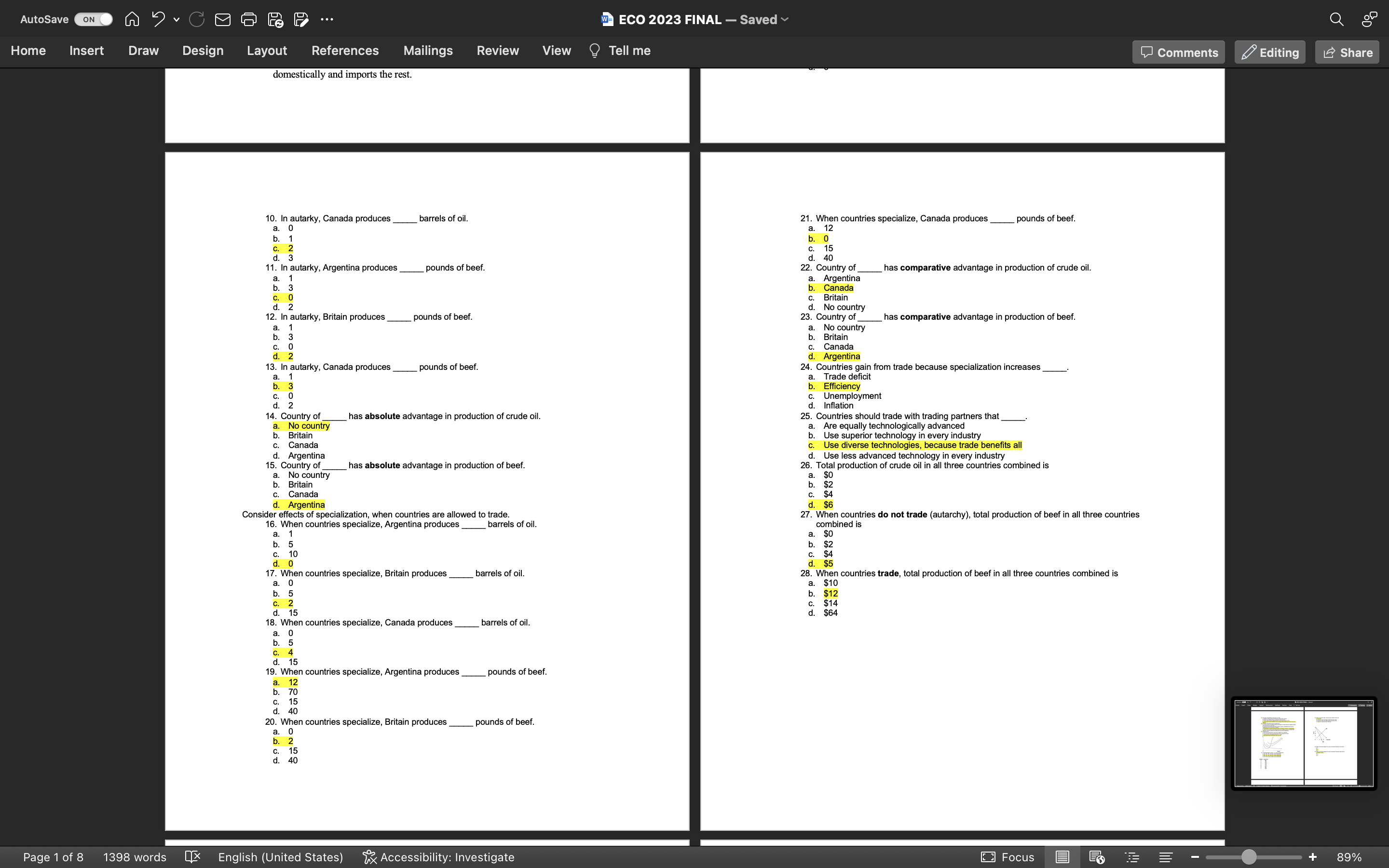 Solved Hello, my answers are highlighted, and my current | Chegg.com