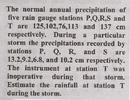 Solved The normal annual precipitation of five rain gauge | Chegg.com
