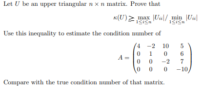 Solved Let U be an upper triangular n × n matrix. Prove that | Chegg.com