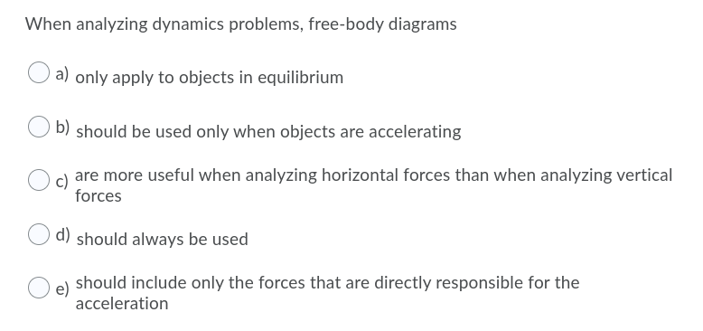 Solved When analyzing dynamics problems, free-body diagrams | Chegg.com