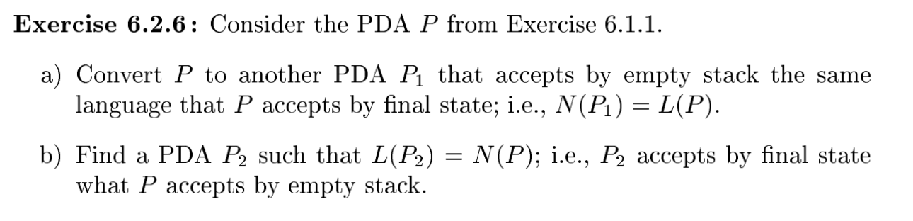 Solved Exercise 6.1.1: Suppose the PDA | Chegg.com