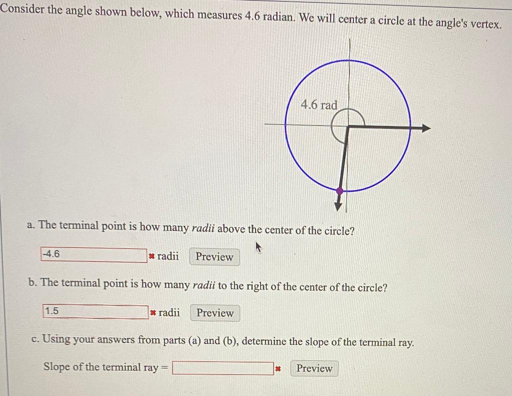 Solved The angle below measures 5.3 radians, and a circle is | Chegg.com