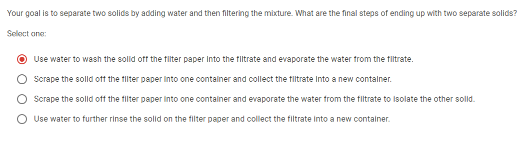 Solved Your goal is to separate two solids by adding water | Chegg.com