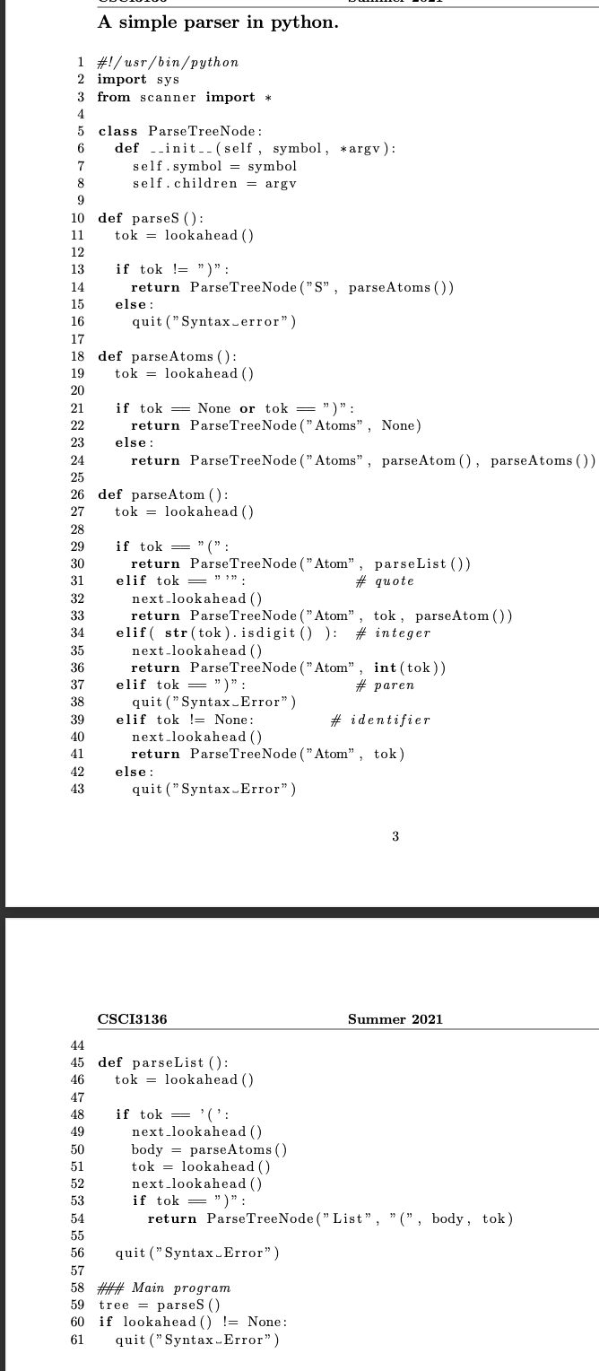 2. (10 marks] Consider the recursive descemt parser | Chegg.com