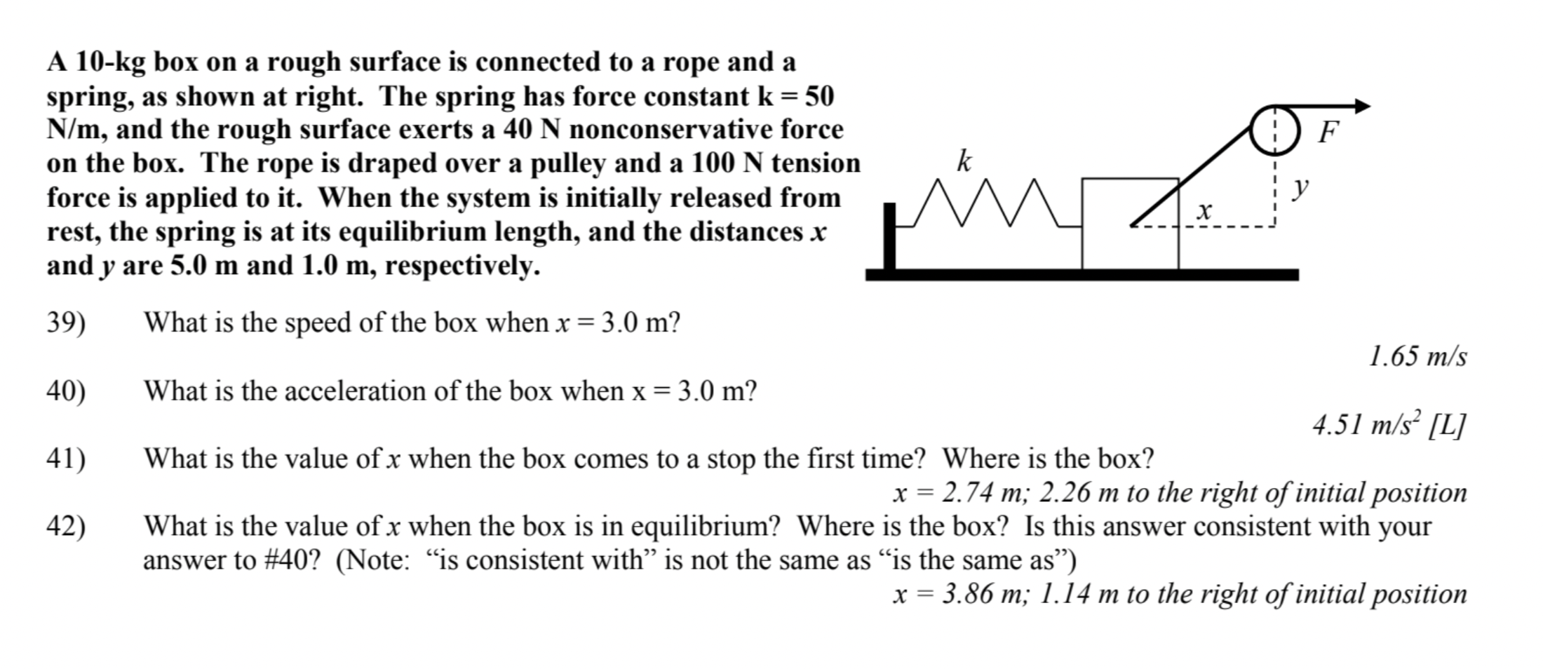 Solved A 10-kg box on a rough surface is connected to a rope | Chegg.com