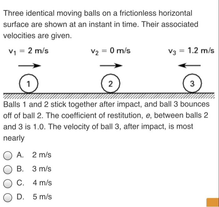 Solved Three identical moving balls on a frictionless | Chegg.com