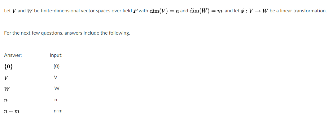 Solved Let V and W be finite-dimensional vector spaces over | Chegg.com