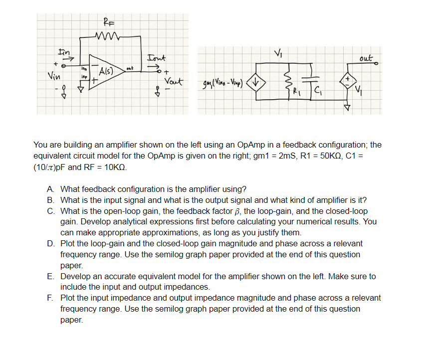 Solved You are building an amplifier shown on the left using | Chegg.com