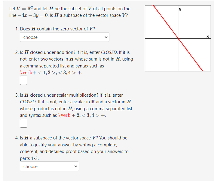 Solved Let V=R2 and let H be the subset of V of all points | Chegg.com