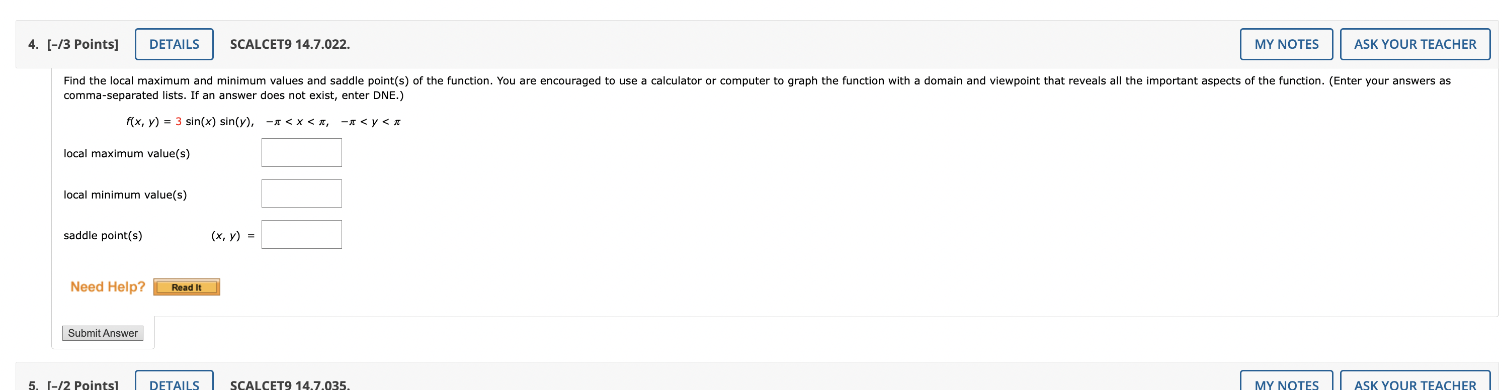 Solved [2/3 Points] SCALCET9 14.XP.7.009. comma-separated | Chegg.com