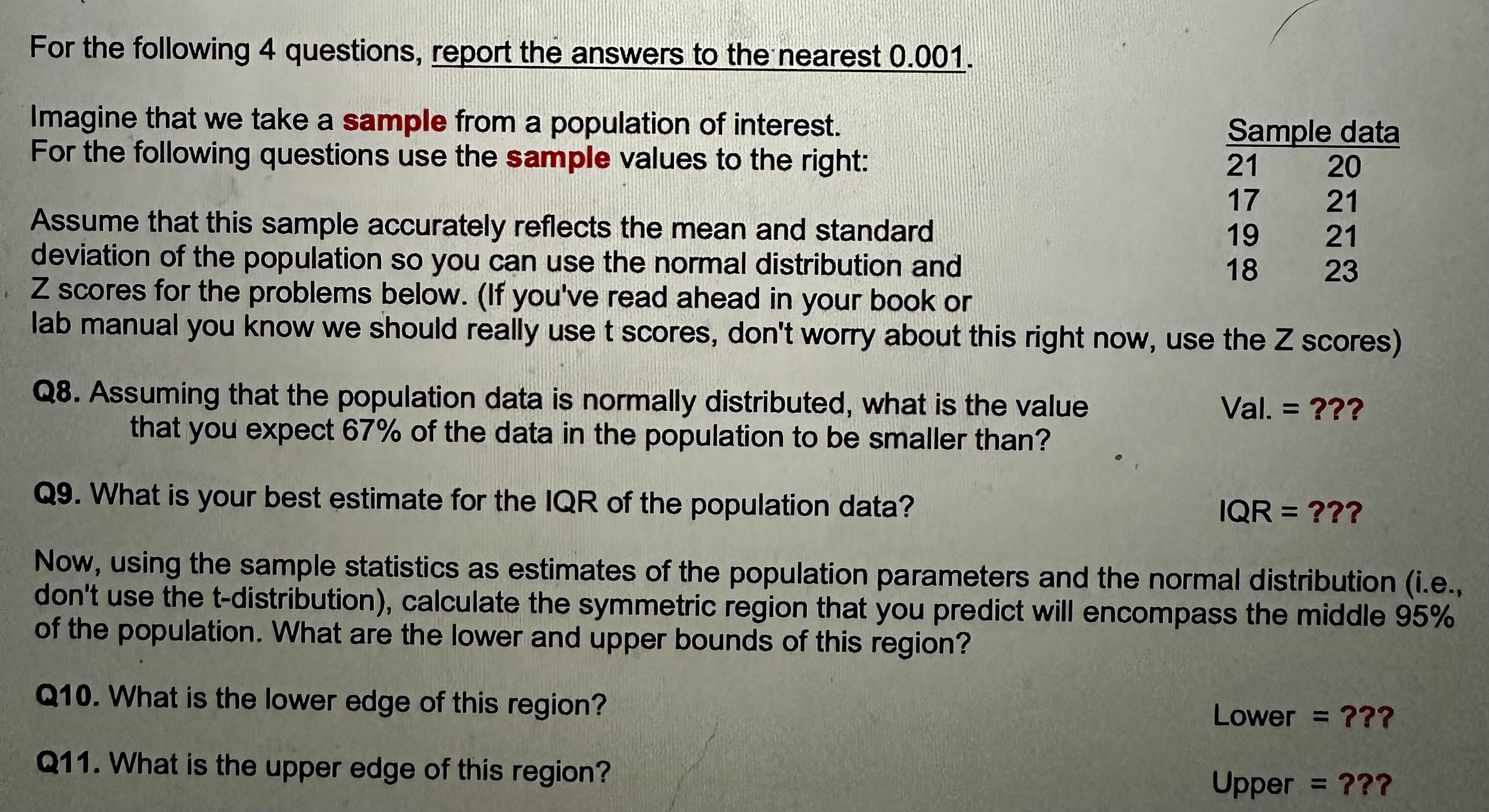 Solved Imagine that we take a sample from a population of | Chegg.com