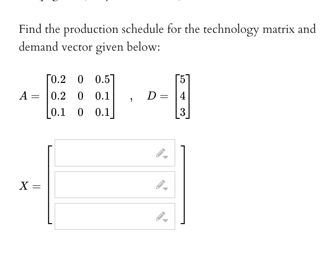 Solved Find the production schedule for the technology | Chegg.com