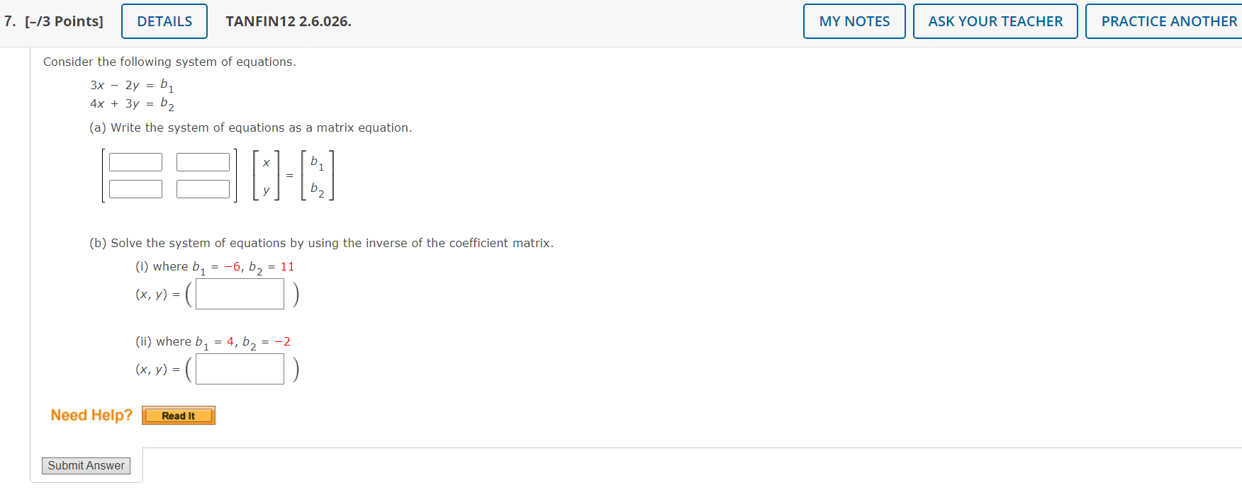 Solved onsider the following system of equations. | Chegg.com