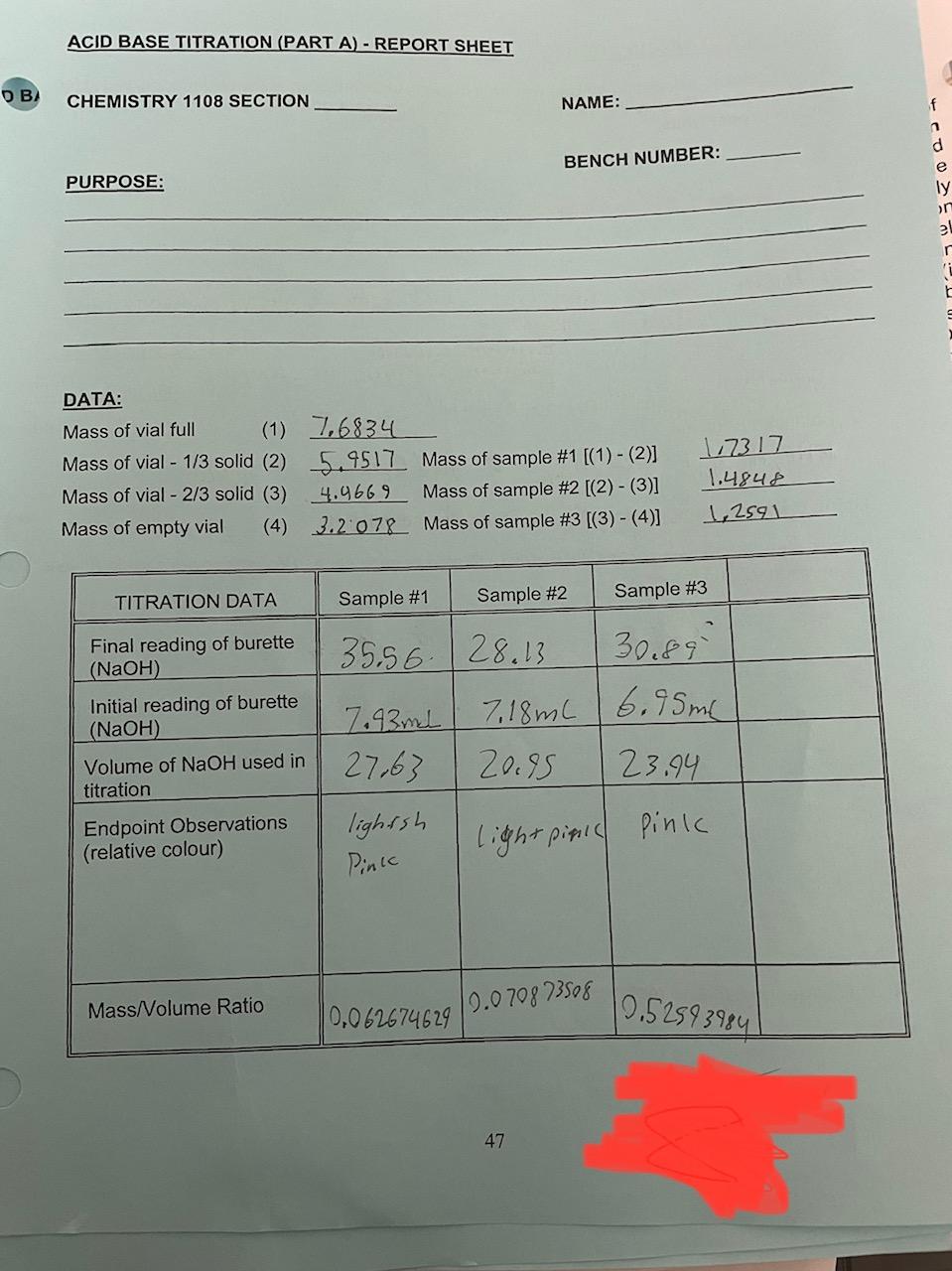 Solved ACID BASE TITRATION (PART A) - REPORT SHEET DB: | Chegg.com