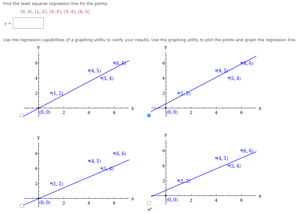 Solved Find the least squares regression line for the | Chegg.com