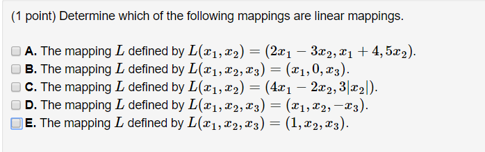 Solved (1 point) Determine which of the following mappings | Chegg.com