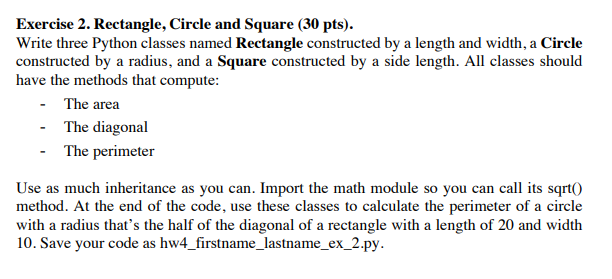 Solved Python: I need help using inheritance and writing the | Chegg.com