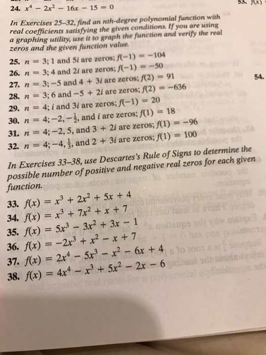 Solved Find an nth-degree polynomial function with real | Chegg.com