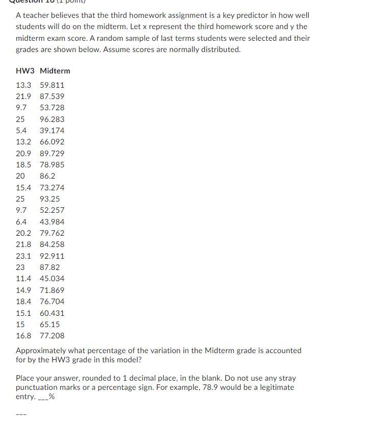 Solved A teacher believes that the third homework assignment | Chegg.com