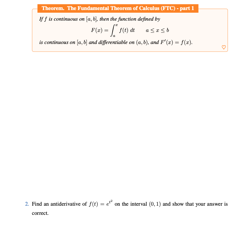 Solved Theorem. The Fundamental Theorem of Calculus (FTC) - | Chegg.com