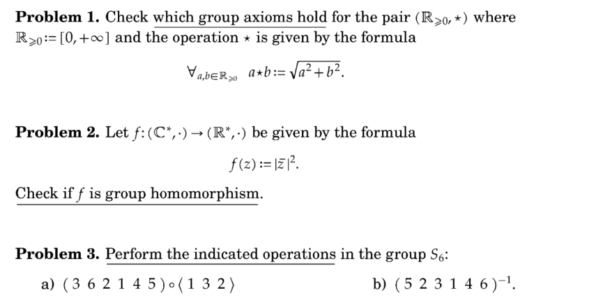 Solved Problem 1. Check which group axioms hold for the pair | Chegg.com