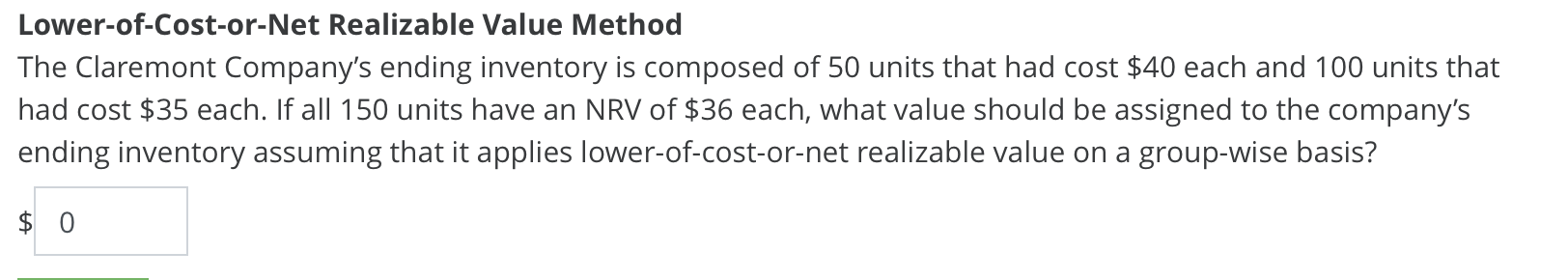 Solved Lower-of-Cost-or-Net Realizable Value Method The | Chegg.com