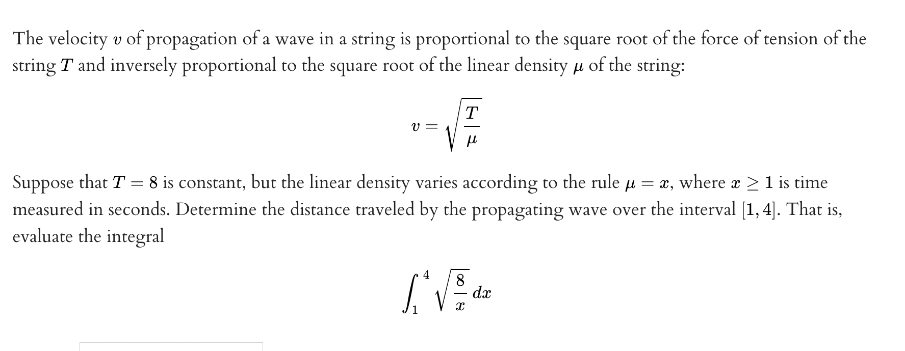 Solved The velocity v ﻿of propagation of a wave in a string | Chegg.com