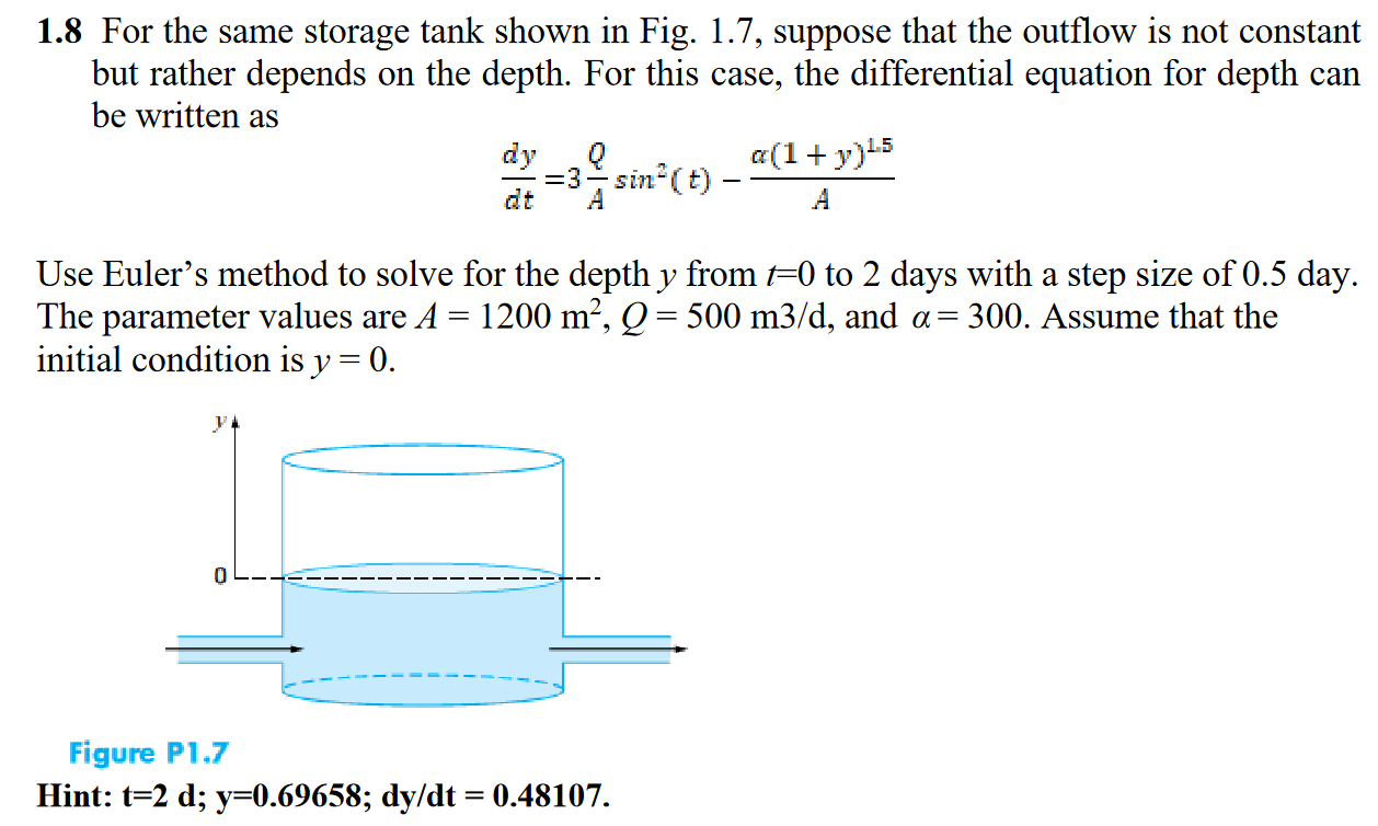 Solved 1.8 For the same storage tank shown in Fig. 1.7, | Chegg.com