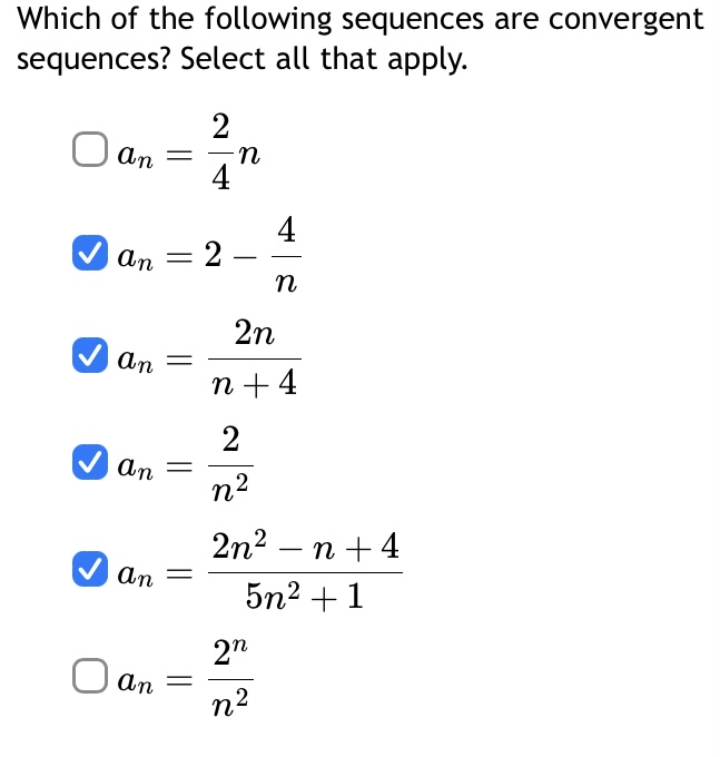 Solved Which of the following sequences are convergent | Chegg.com