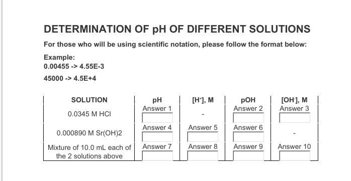 Solved DETERMINATION OF PH OF DIFFERENT SOLUTIONS For those | Chegg.com