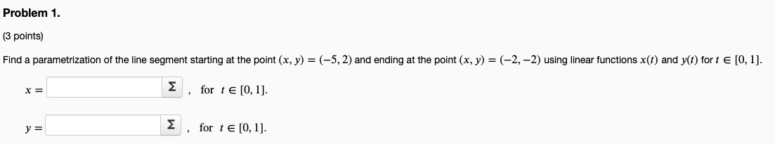 Solved Problem 1.(3 ﻿points)Find a parametrization of the | Chegg.com
