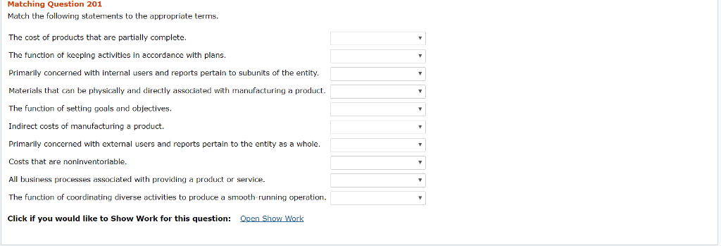 Matching Question 201 Match the following statements | Chegg.com