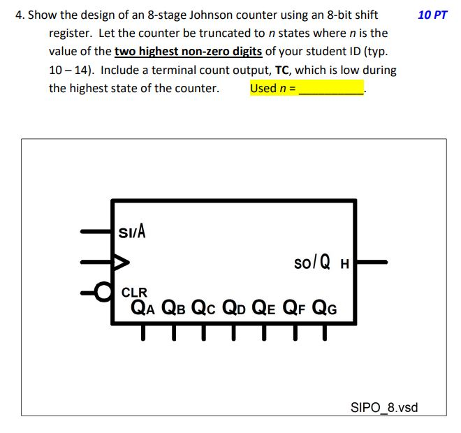 Solved 10 PT 4. Show the design of an 8-stage Johnson | Chegg.com