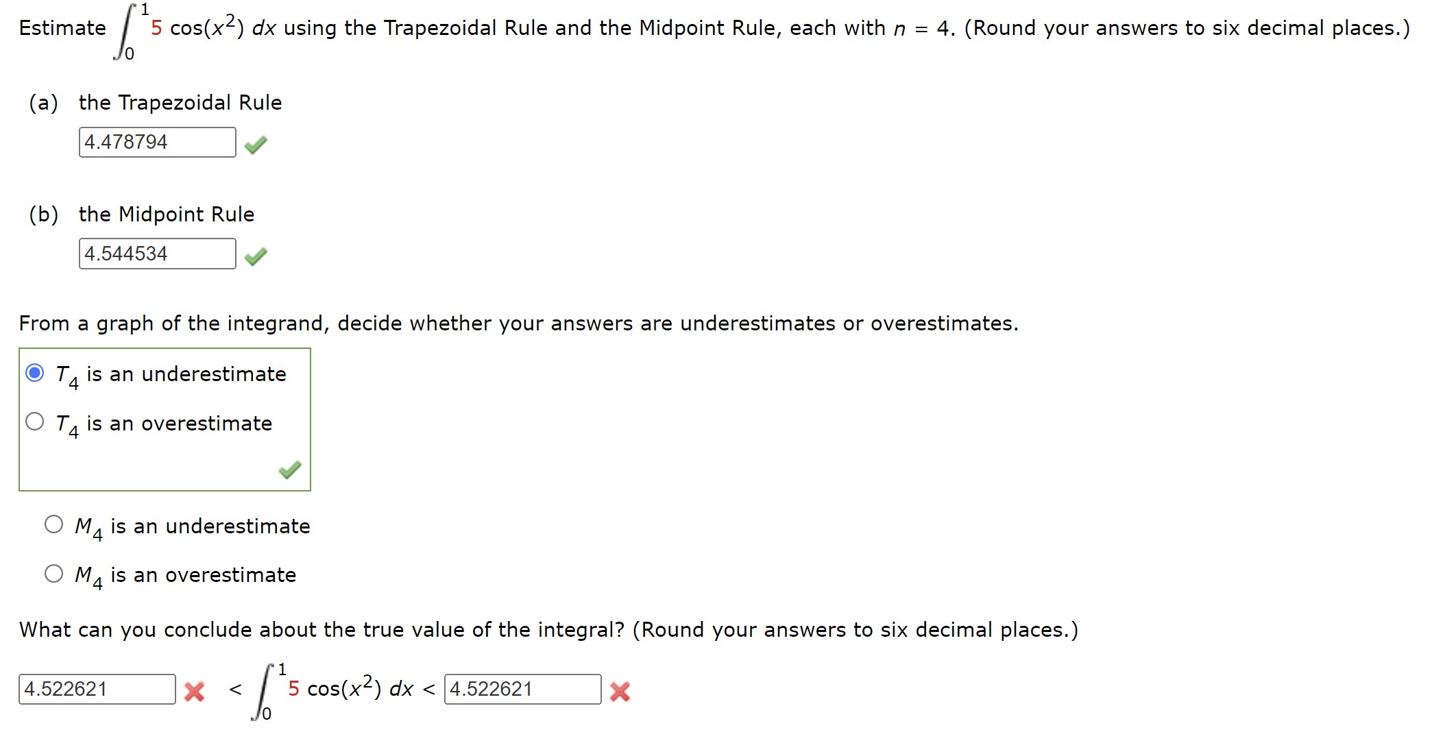 Solved Estimate ∫015cos(x2)dx using the Trapezoidal Rule and | Chegg.com