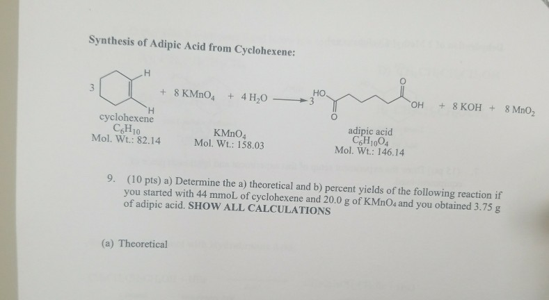 Solved Synthesis of Adipic Acid from Cyclohexene: ΔΗ + 8 | Chegg.com