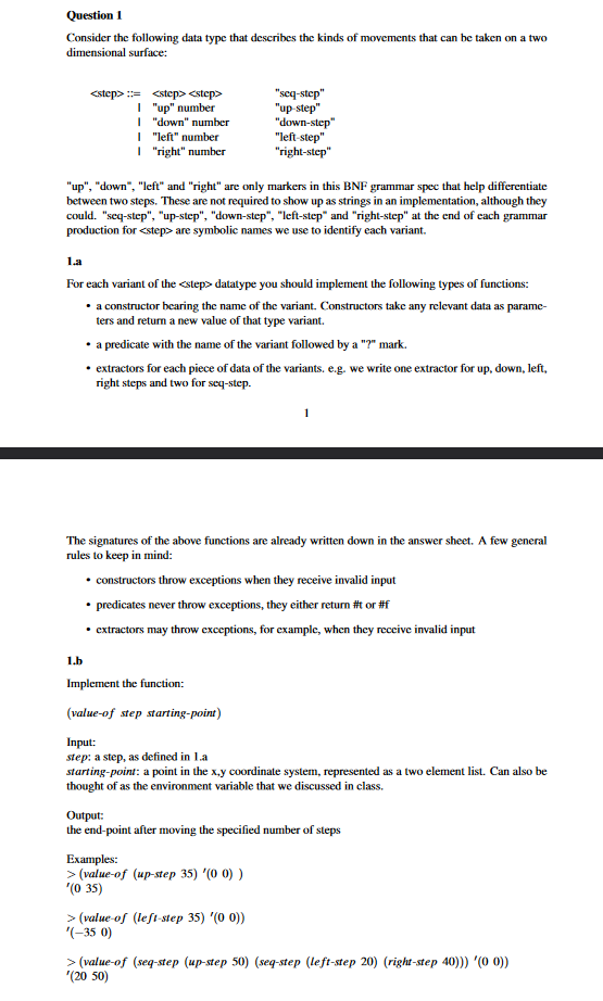 Question 1 Consider the following data type that | Chegg.com