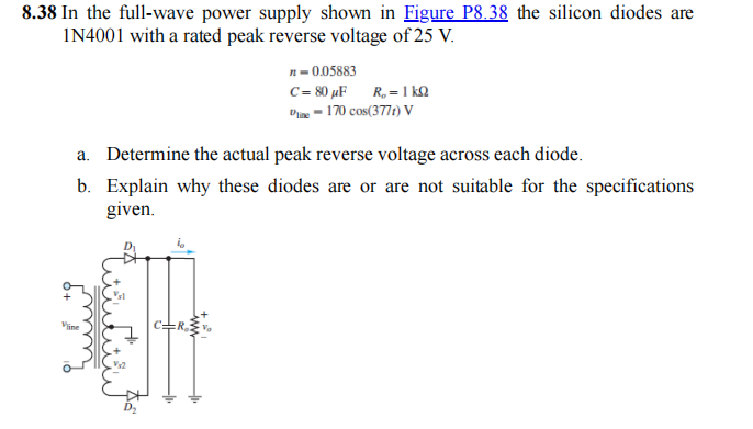 Solved 3.38 In the full-wave power supply shown in Figure | Chegg.com