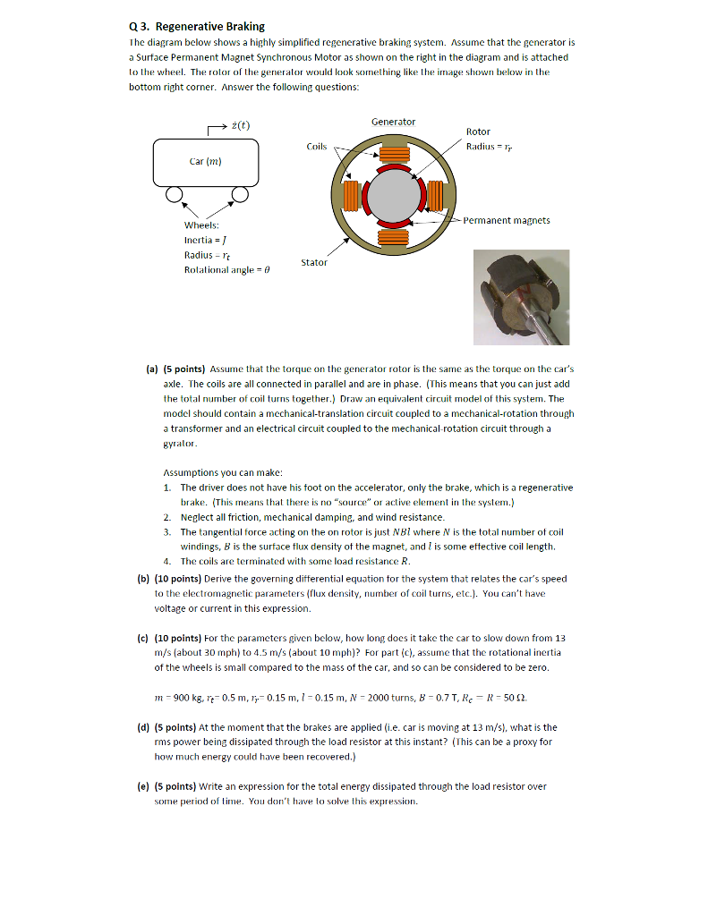 Solved Q 3. Regenerative Braking The diagram below shows a | Chegg.com