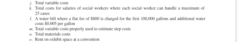 Solved 115-13. Classifying Cost Behavior For each of the | Chegg.com